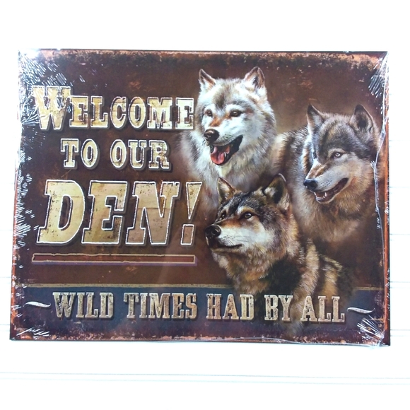 Accents | Welcome To Our Den Wolves Metal Tin Sign Decor Ranch Cabin ...